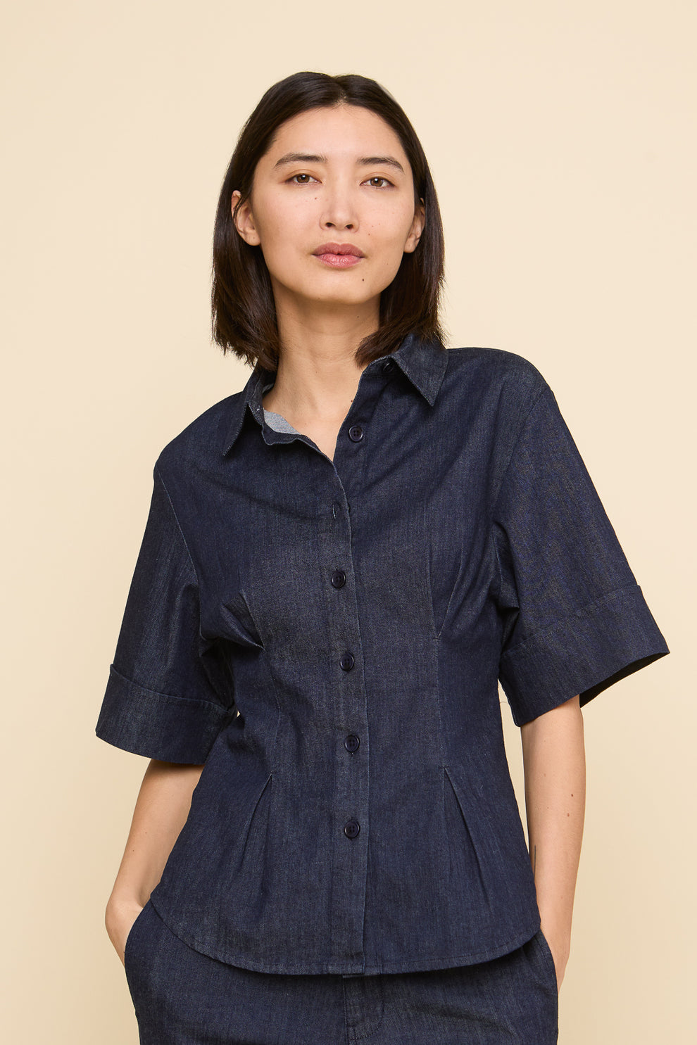 KQ Button Up in Denim – Mixed by Nasrin