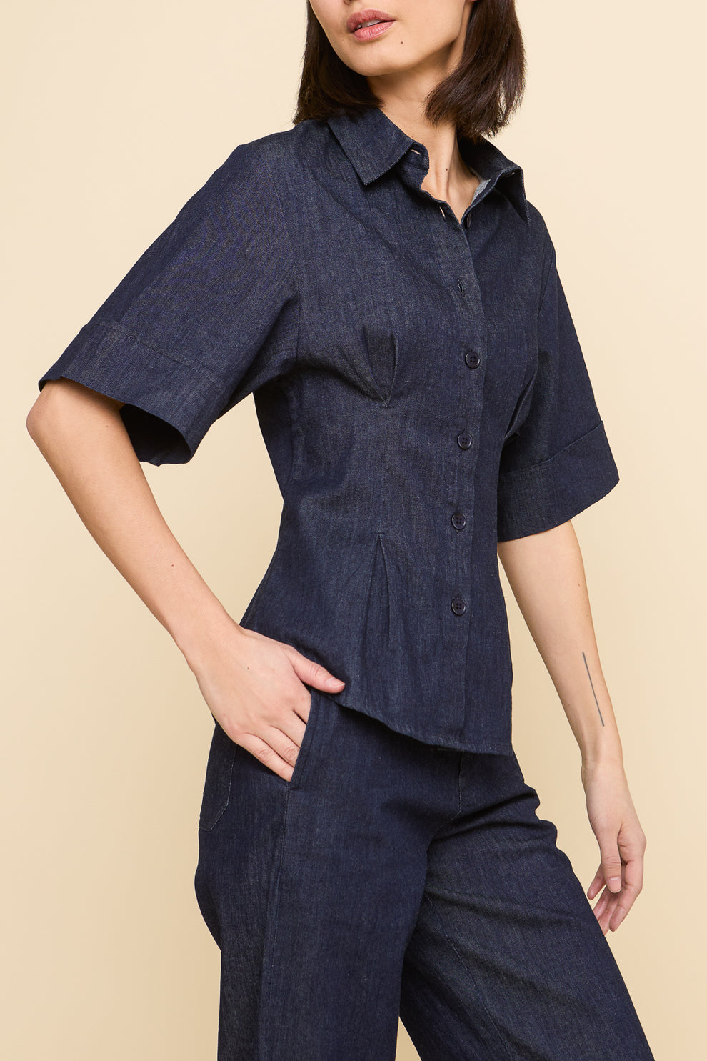 KQ Button Up in Denim – Mixed by Nasrin