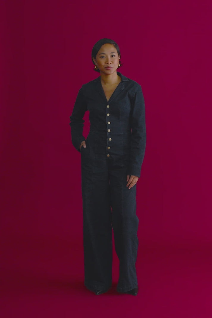 Midnight Denim Long-Sleeve Jumpsuit – Mixed by Nasrin